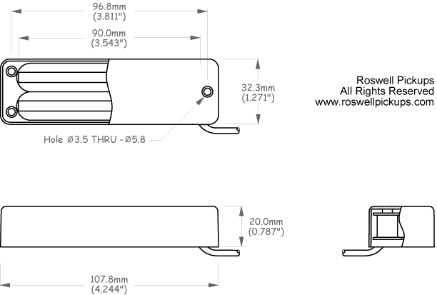 BT type 5-string 3 screw holes Bass Pickup / Ceramic – Roswell Pickups